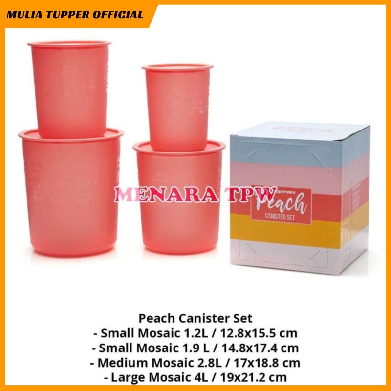 Jual Baru!!! Tupperware Peach Mosaic Canister Set 4pcs | Shopee Indonesia