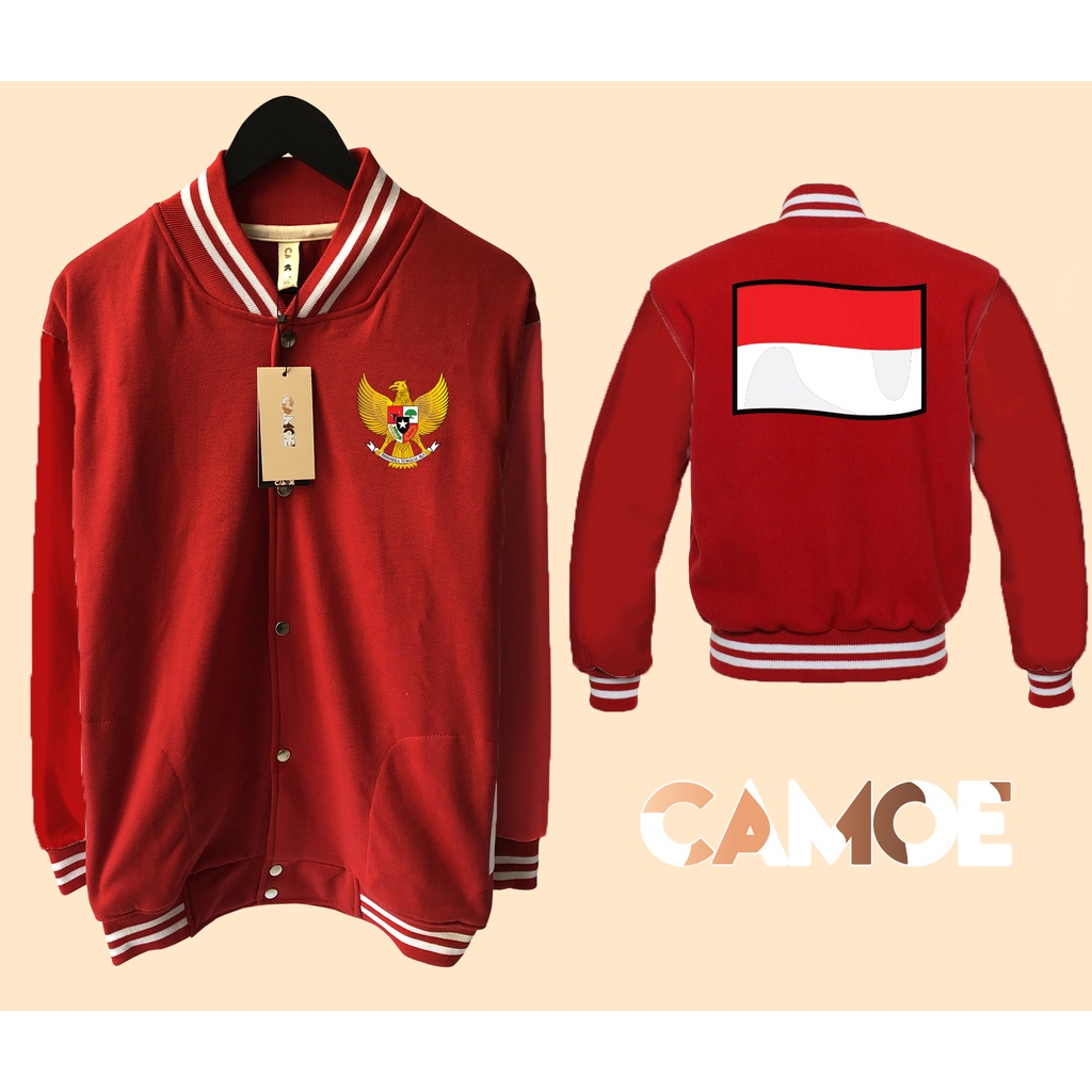 Jual Jaket Baseball Varsity Bendera indonesia 3D Merah Putih | Shopee ...