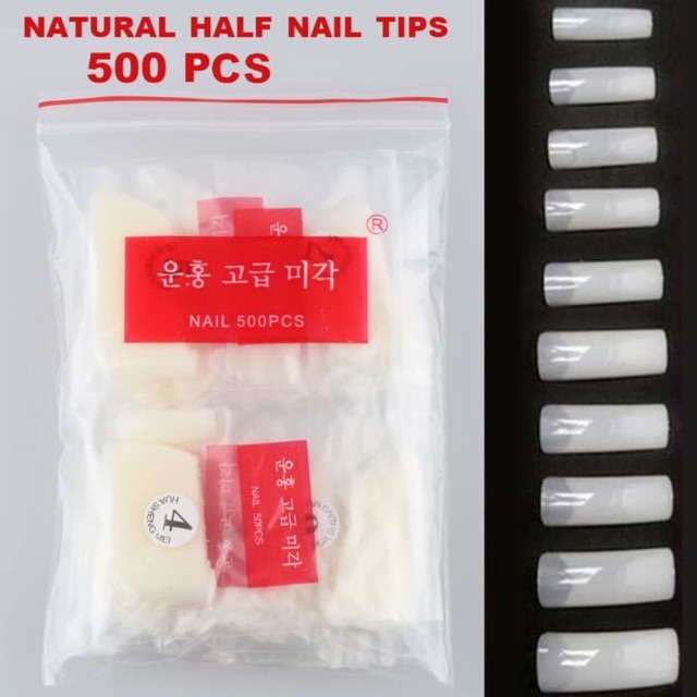 Jual Half tip nail extension natural / kuku palsu extension 500pcs ...