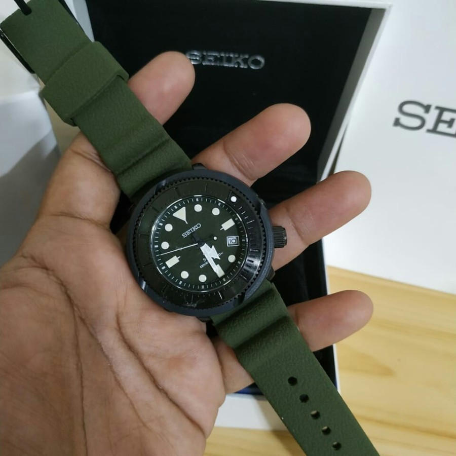 Jual Promo Jam Tangan Pria Seiko SNE535P1 Green army Solar Fullset Box ...
