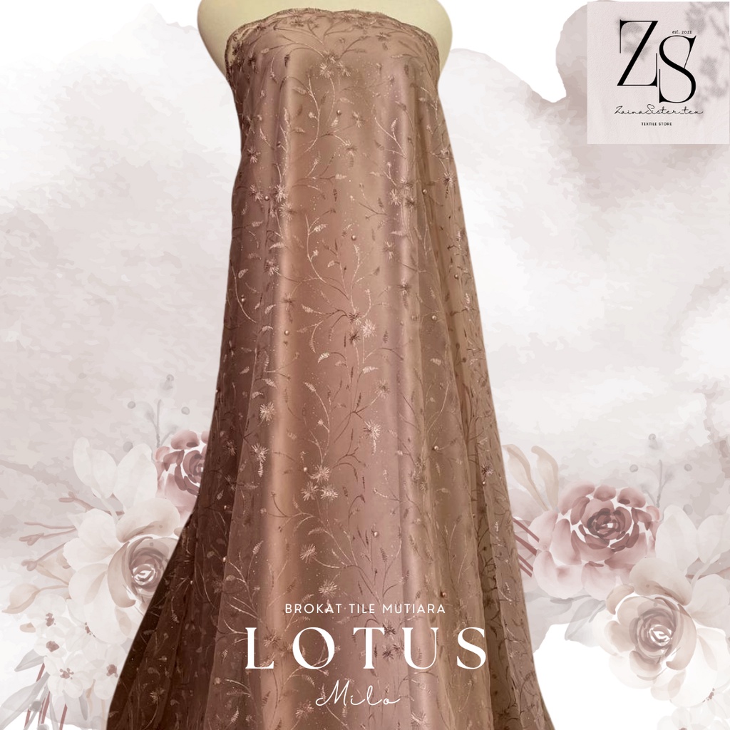 Jual Bahan Kain Brokat Brukat Tile Mutiara Lotus New Series Warna ...