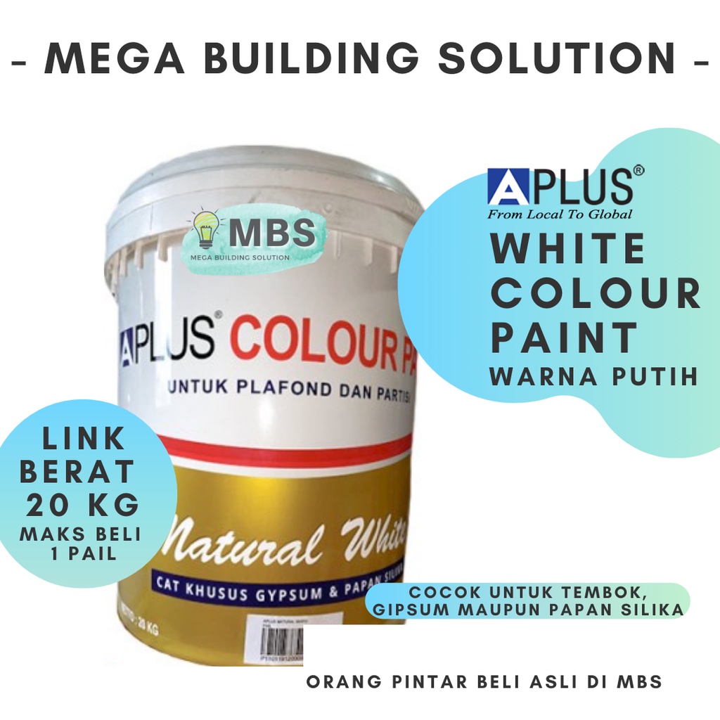 Jual APLUS Cat Gipsum & Plafon Putih / White Color Paint @20kg (BERAT ...