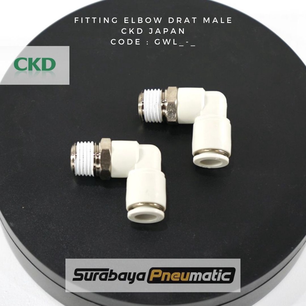 Jual CKD - Fitting Elbow Drat Male - GWL6-8 (OD6mm, Drat 1/4) - Japan ...