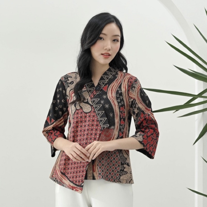 Jual Batik wanita / atasan batik wanita / baju batik kimono wanita modern / seragam kerja kantor ...