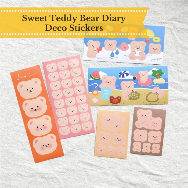 Jual Deco Sticker Beruang ala Korea Aesthetic | Sweet Teddy Bear Diary Deco Stickers | Shopee ...