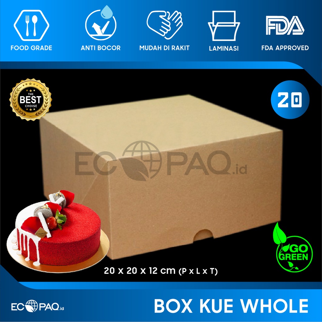 Jual Box Kue - Cake Box - Kotak Kue - Dus Kue - KRAFT COKLAT - 20x20x12 ...