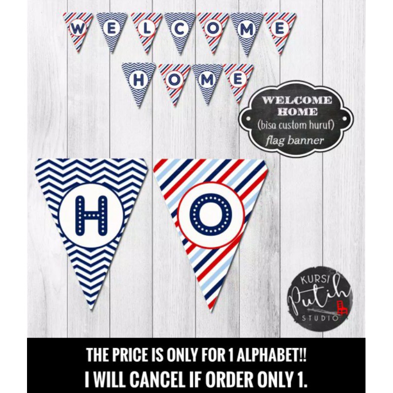 Jual Flag banner tema navy blue welcome home bisa custom huruf | Shopee ...