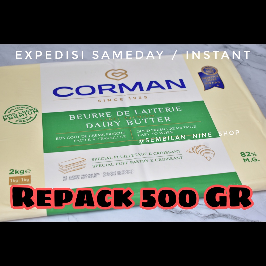 Jual CORMAN 500 Gram DAIRY BUTTER SHEET Fat 82% Korsvet Mentega Premium ...