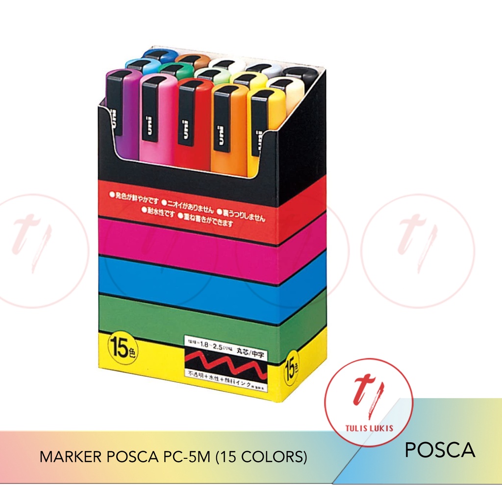 Jual SPIDOL UNI POSCA MARKER PC-5M SET 15 COLORS | Shopee Indonesia