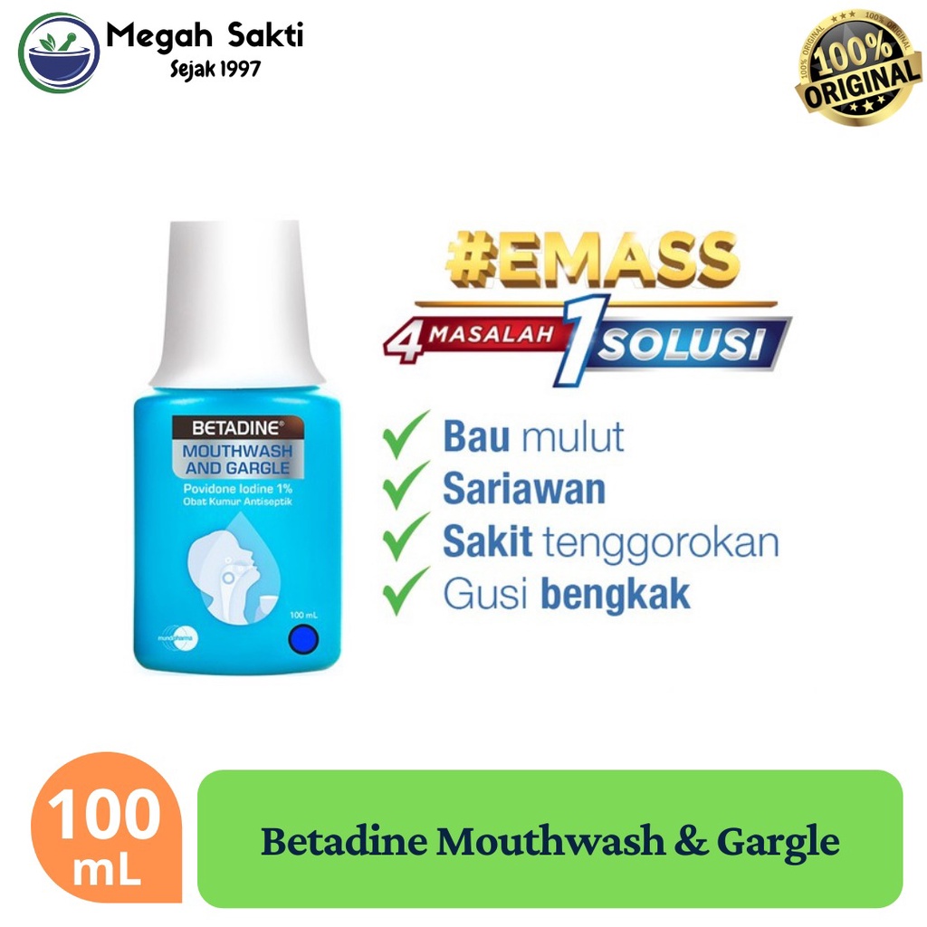 Jual Megah Sakti - Betadine Obat Kumur 100 Ml - Penghilang Bau Mulut ...