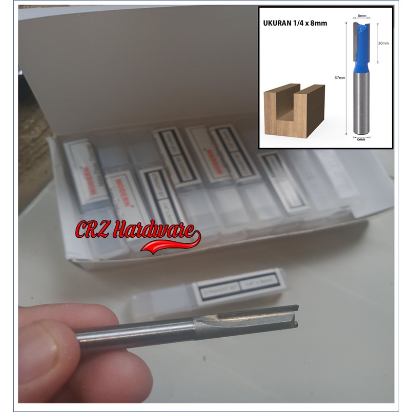 Jual Mata Profil Straight Bit 8 mm Mata Router Trimmer Lunci Lubang ...