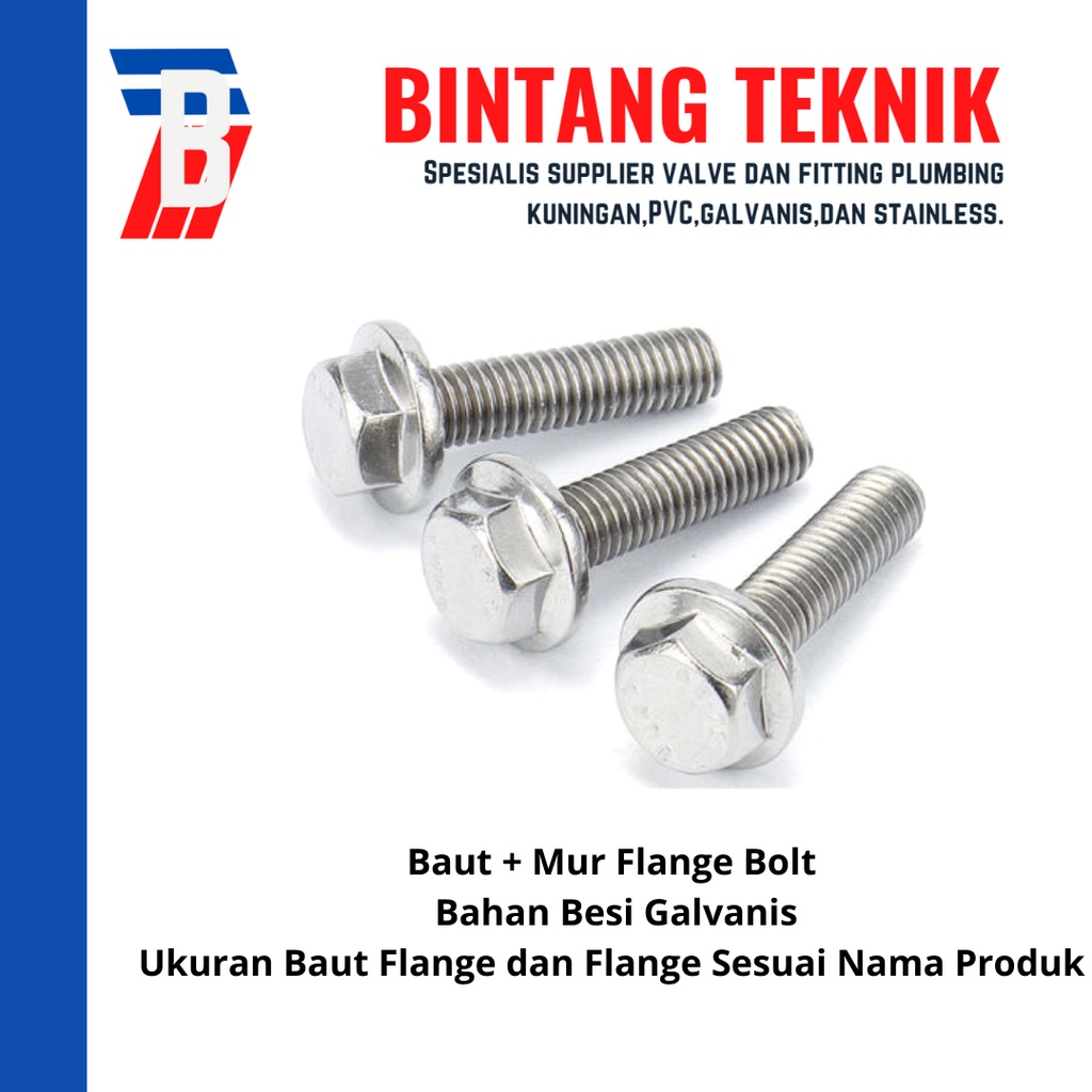 Jual Baut Flange Bolt M16x60 2" inch Besi Galvanis | Shopee Indonesia