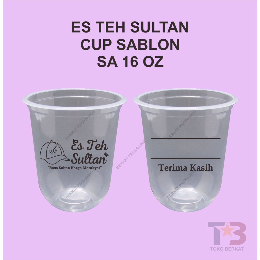 Jual Sablon Pesanan Es Teh Sultan / Cup Plastik Oval 16 oz SA / 2 sisi ...