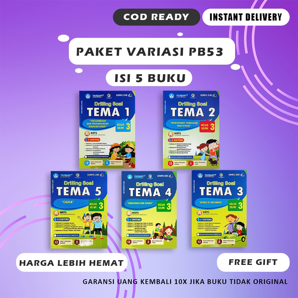 Jual BUKU PELAJARAN SD DRILLING SOAL KELAS 3 SD/MI TEMA 1 2 3 4 5 | Shopee Indonesia