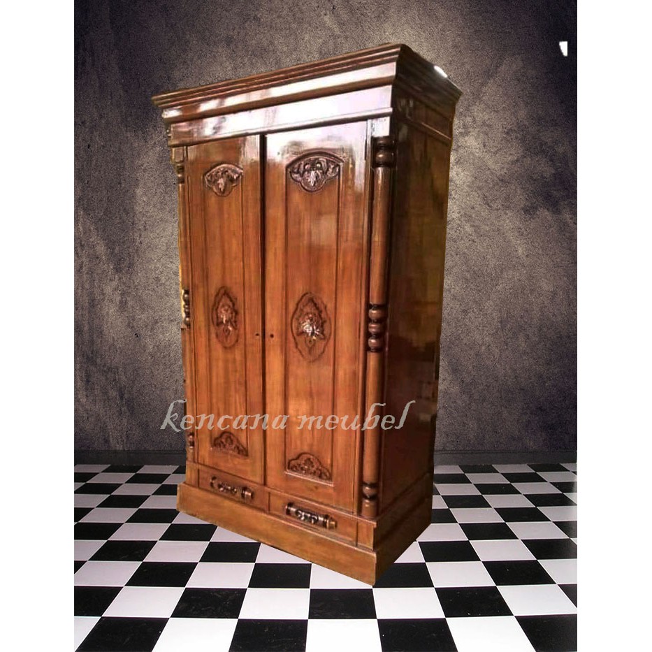 Jual Lemari Pakaian Kayu Jati 2 Pintu | Shopee Indonesia