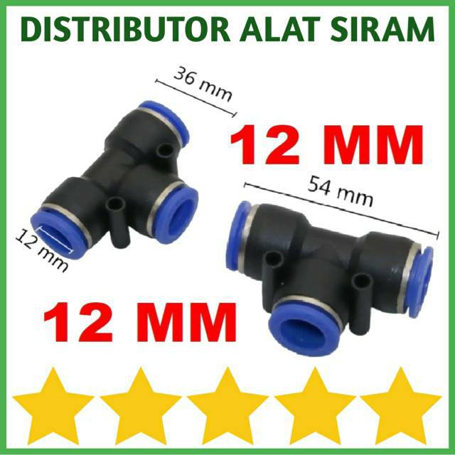 Jual KONEKTOR SLIP LOCK TEE 12MM FITTING T PNEUMATIC SELANG PE PU PUSH ...