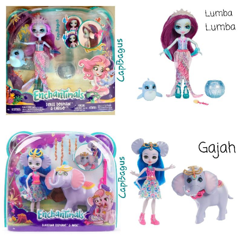 Jual Enchantimals Dolce Dolphin and Largo hair change color changing ...