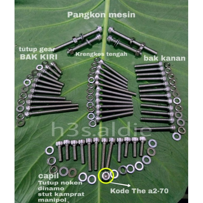 Jual BAUT L STAINLESS mesin TIGER MEGAPRO MP GL CB baut dan mur asli stainless tidak nempel ...