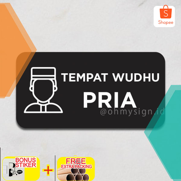Jual Sign Tempat Wudhu Pria Modern Akrilik Print | 30x10 cm | Sign ...