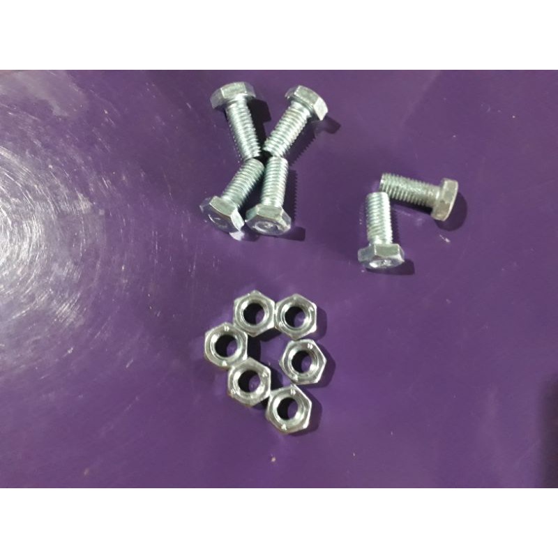 Jual Baut+Mur besi 8x30/BN putih drat kasar /kunci 13 | Shopee Indonesia