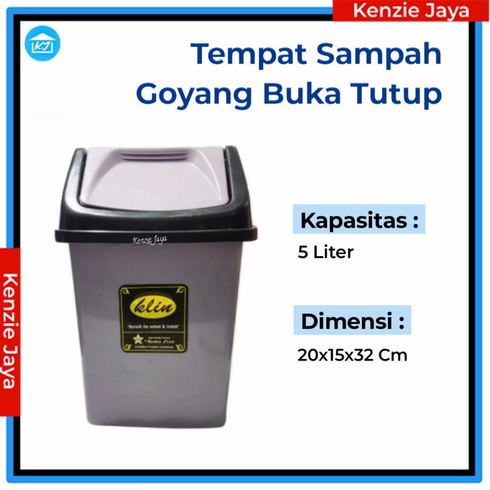 Jual Tempat Sampah Buka Tutup Goyang Tong Sampah KLIN Panda Star 5 Liter | Shopee Indonesia