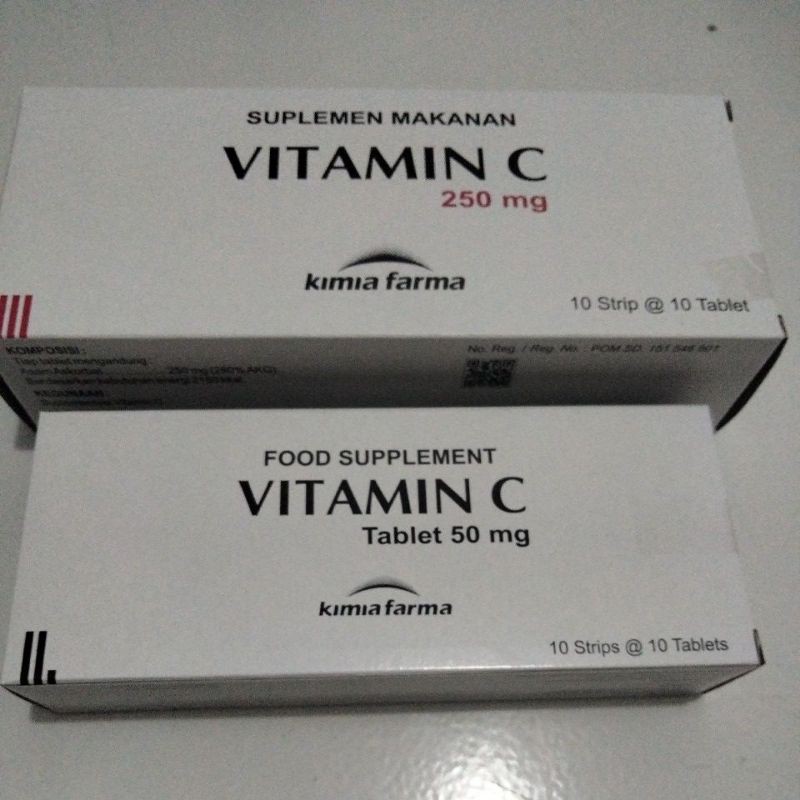 Jual VITAMIN C 50 mg & 250mg Kimia Farma Harga/ Box isi 100 Tablet ...