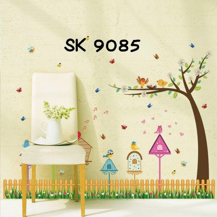 Jual WALL STIKER UK.60X90 WALL STICKER DINDING PAGAR POHON RUMAH BURUNG ...