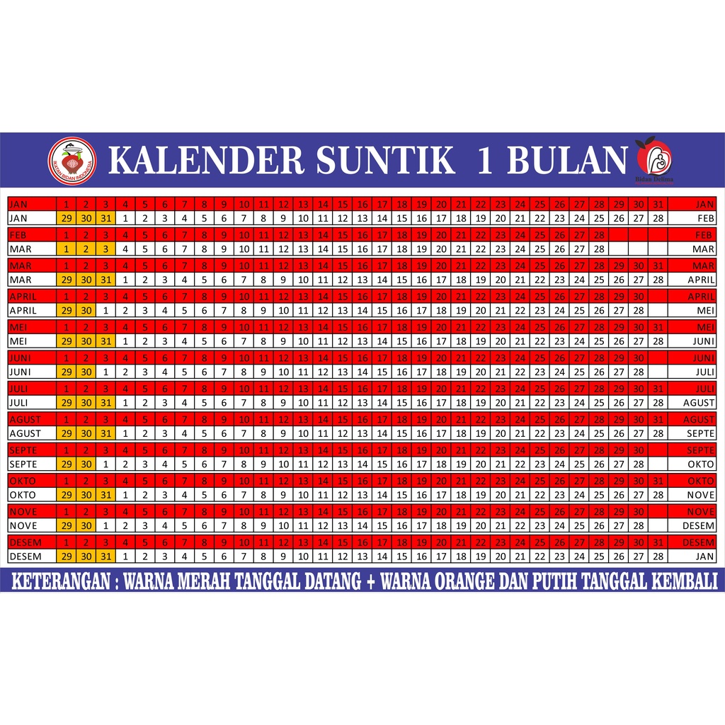 Jual Kalender KB 1 bulan | Shopee Indonesia