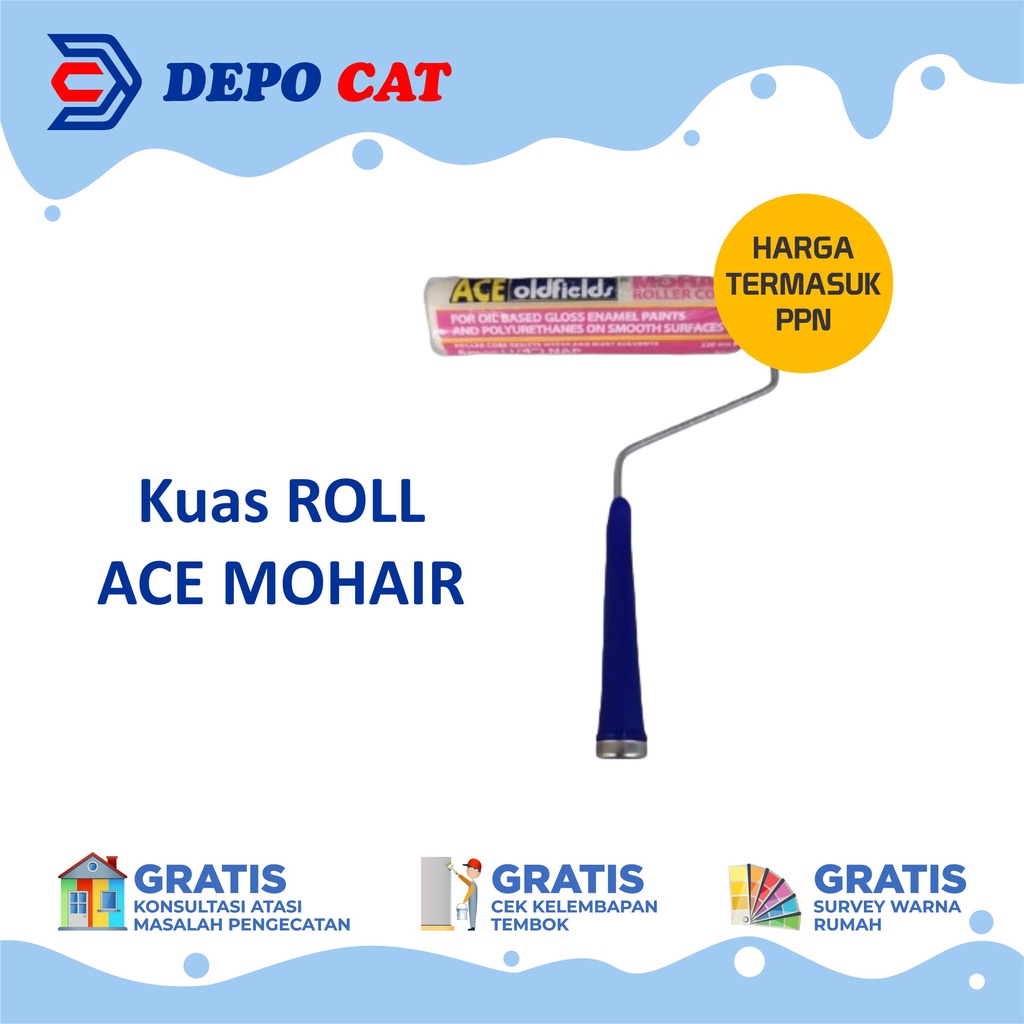 Jual Kuas Roll ACE Mohair 9" | ROLL CAT TEMBOK | Shopee Indonesia