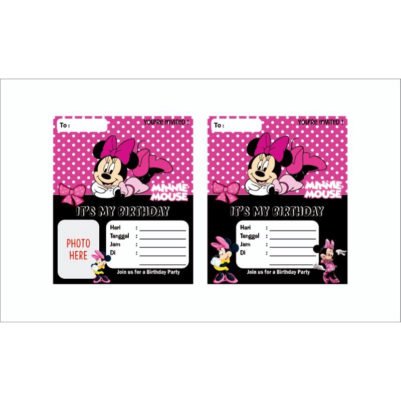 Jual Undangan Minnie Mouse CUSTOM TEXT+FOTO | Shopee Indonesia