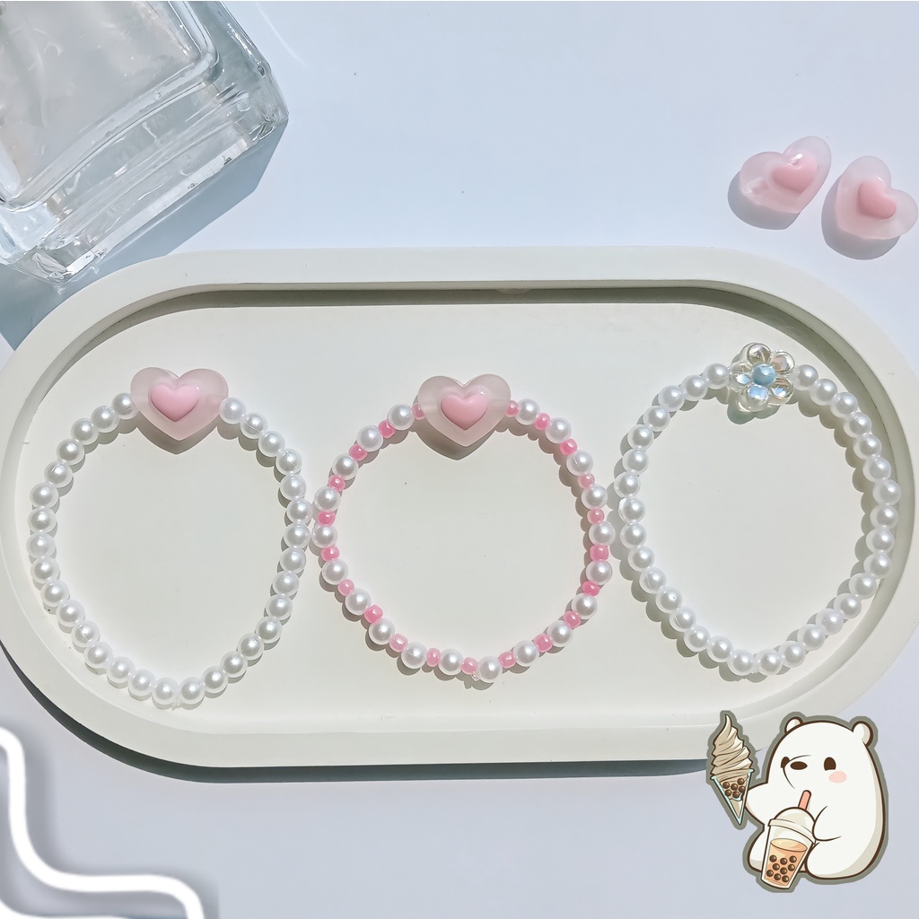 Jual Gelang Mutiara | Gelang Pink | Gelang | Bracelets | Beads ...