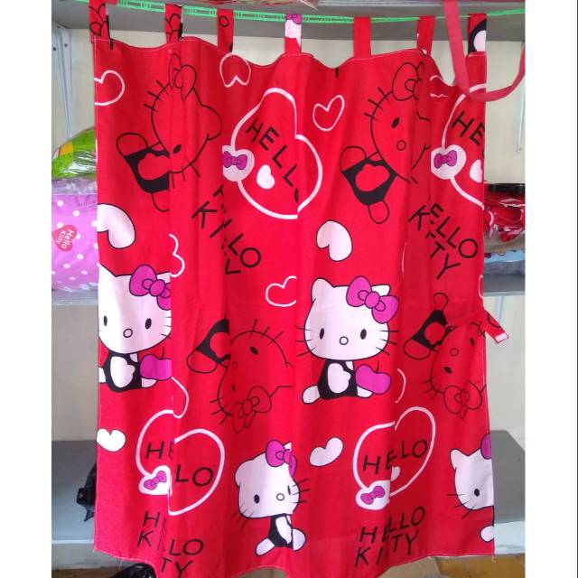 Jual Hordeng jendela hello Kitty merah | Shopee Indonesia