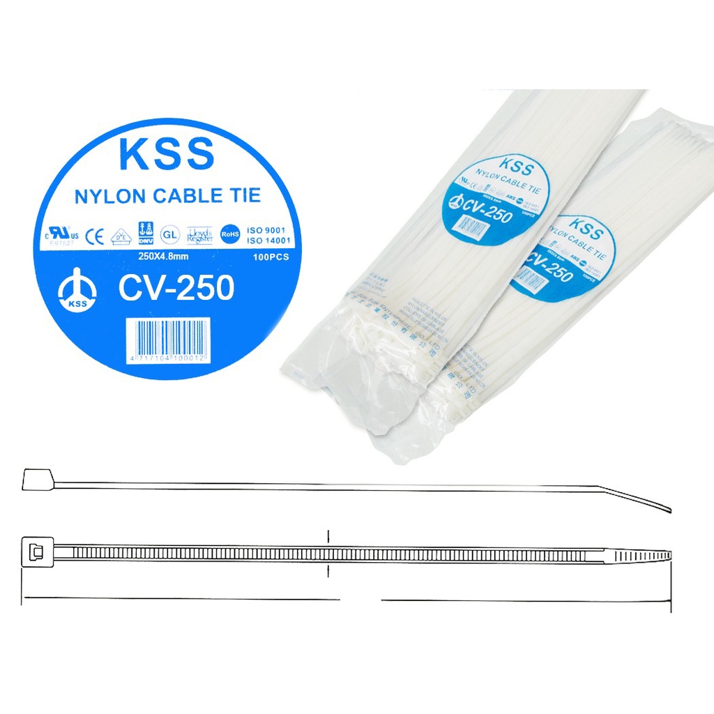 Jual Kabel Tis / Ties (Cable Tie) KSS CV-250 25cm (25 cm) Putih (White) | Shopee Indonesia