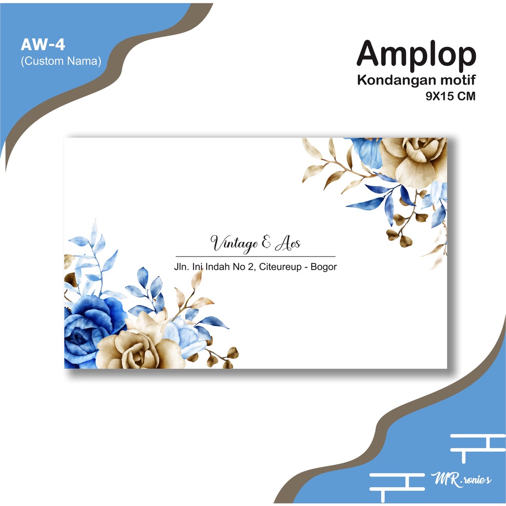 Jual Cetak Amplop Custom Nama Motif Bunga Undangan / Kondangan AW-5 ...