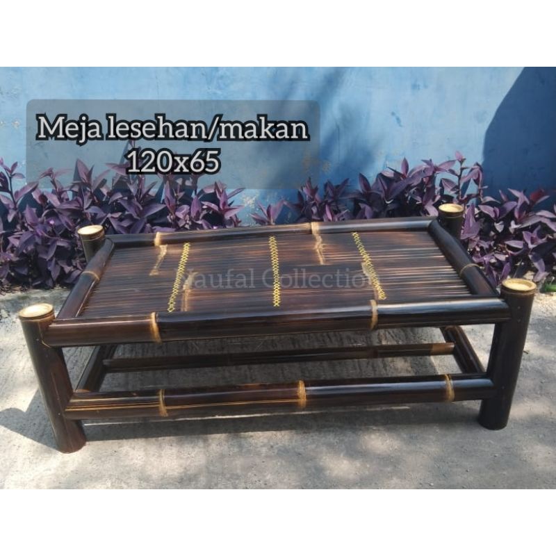 Jual bambu hitam /meja lesehan /meja makan unik 120x65 | Shopee Indonesia