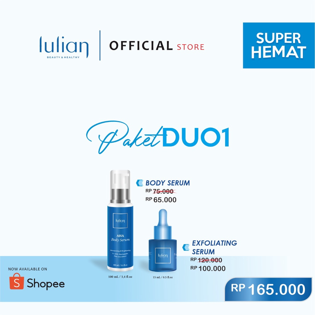 Jual Paket DUO 1 (Lulian AHA Body Serum + Lulian Exfoliating Serum ...