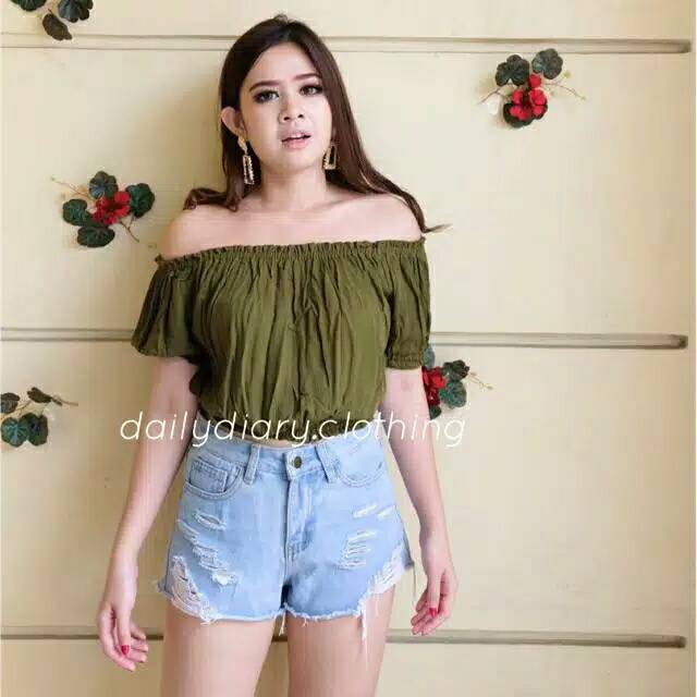 Jual BLOUSE SABRINA PENDEK | Shopee Indonesia