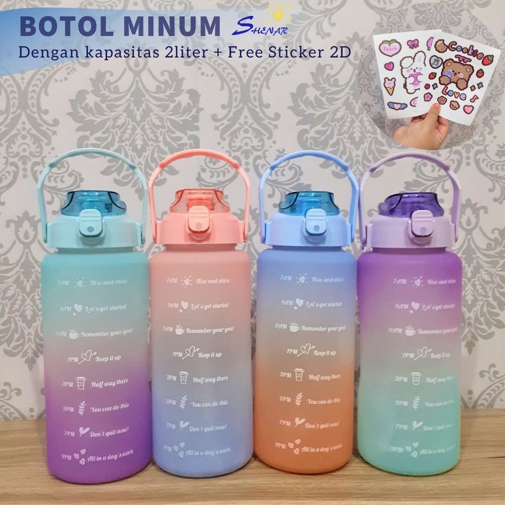 Jual FREE STIKER 2D Botol Minum Kekinian 2 Liter Botol Minum Viral ...