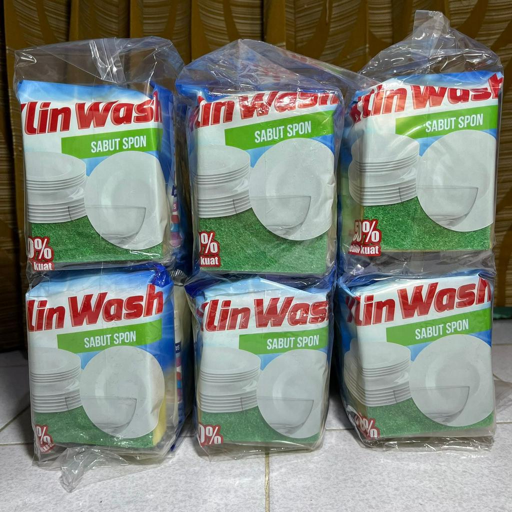 Jual 1 Pack (Isi 12 Pcs) KLIN WASH Sabut Spon Cuci Piring Hijau Kuning ...