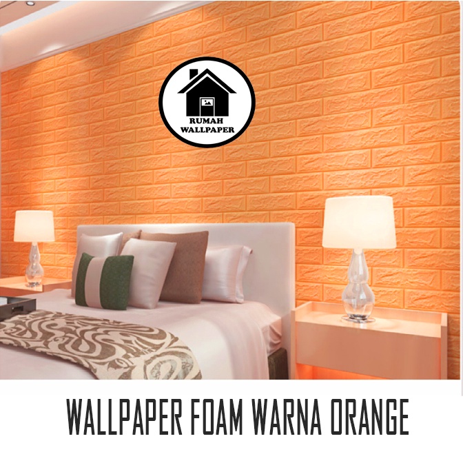 Jual RW Wallpaper Foam Orange Bata 3D Bata Warna Orange Premium Wall ...