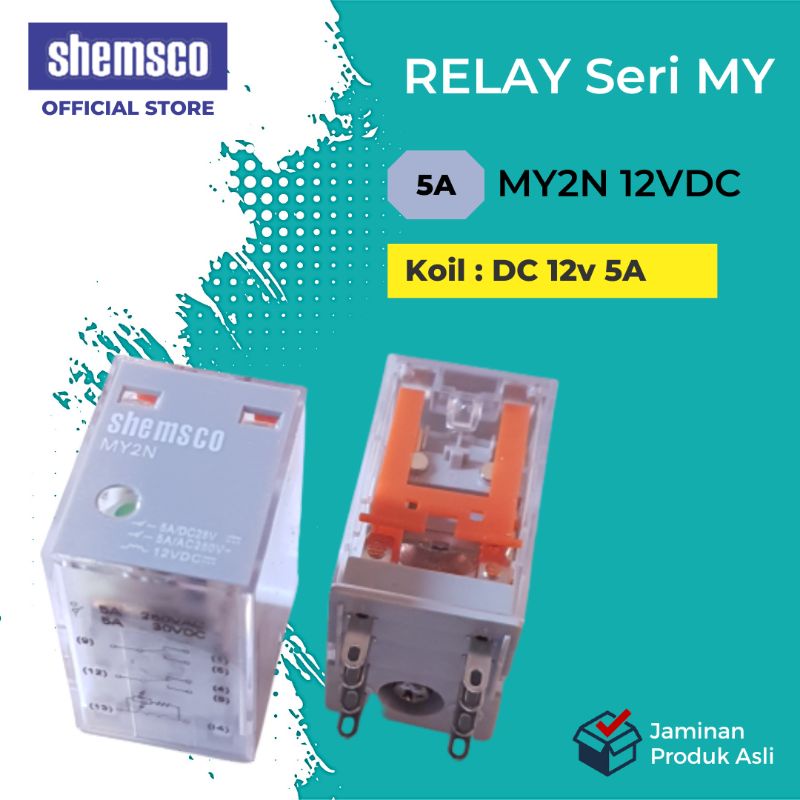 Jual 12v 24v DC 110v 220v AC 5A Relay MY2N Shemsco Socket 8 Pin PYF MY2 ...