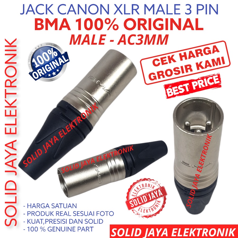 Jual JAK BMA JACK CANON MALE BMA AC3MM ASLI KONEKTOR XLR 3P 3 PIN PLUG ...