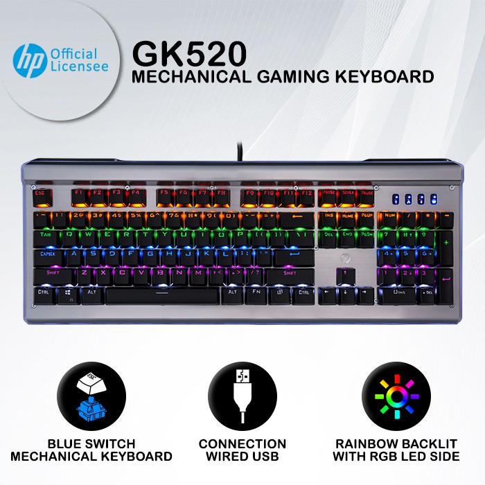 Jual Keyboard Gaming HP GK520 - Side LED RGB Mechanical Keyboard ...