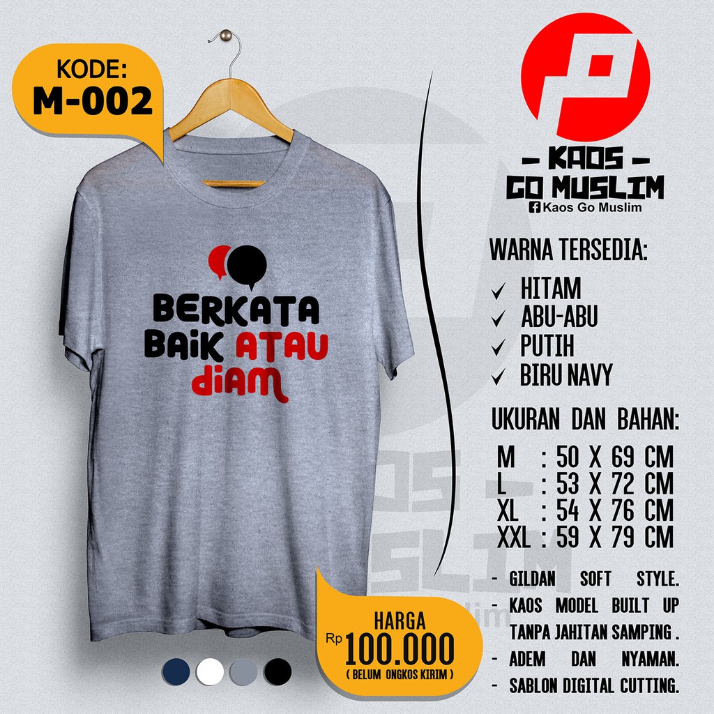 Jual kaos dakwah islami "Bekata baik atau diam" | Shopee Indonesia