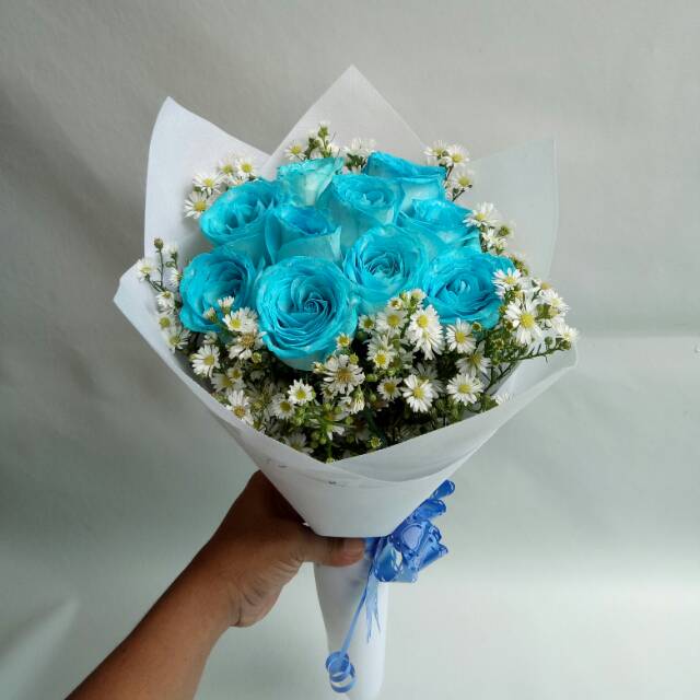 Jual Buket bunga mawar biru untuk hadiah ulang tahun bucket kado ...
