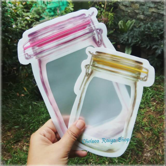 Jual Plastik ziplock zipper motif mason jar toples untuk minuman ...