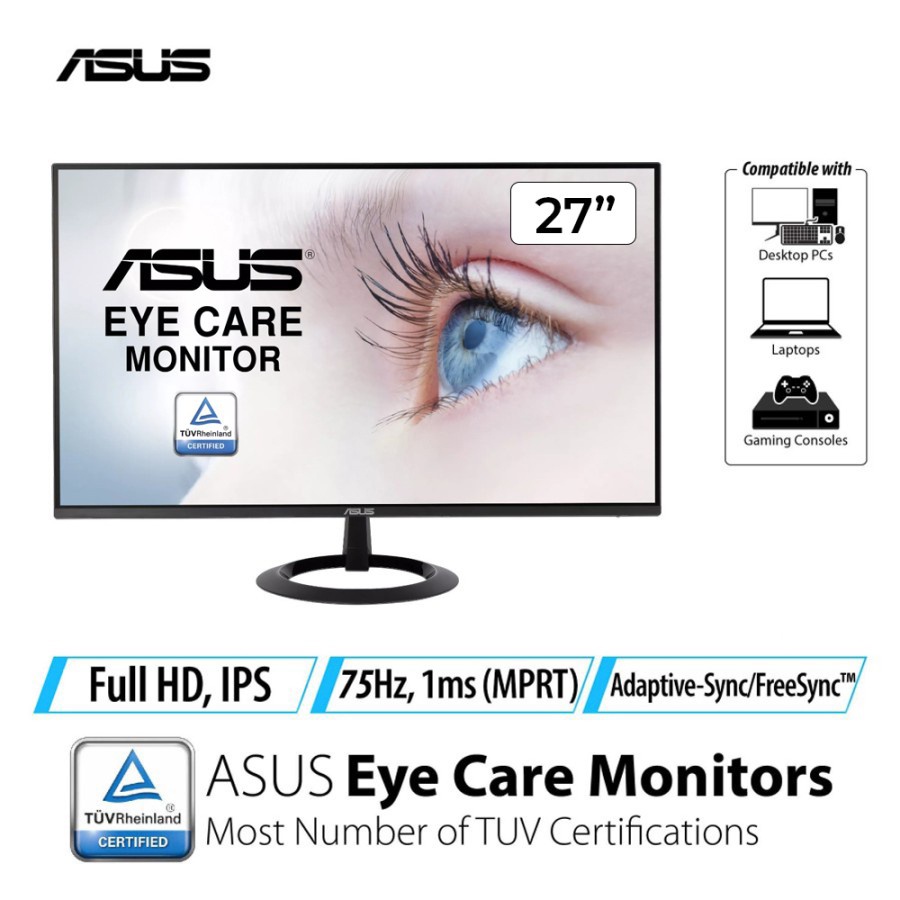 Jual Monitor ASUS VZ27EHE Eye Care 27 inch Full HD IPS 75Hz 1ms | Shopee Indonesia