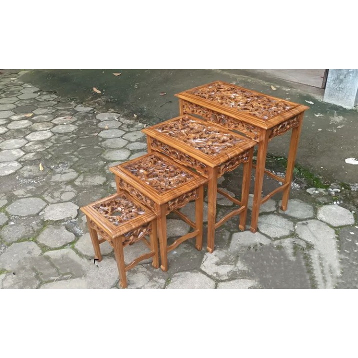 Jual MEJA SUSUN ELLA SATU SET (Bahan Kayu Jati) | Shopee Indonesia