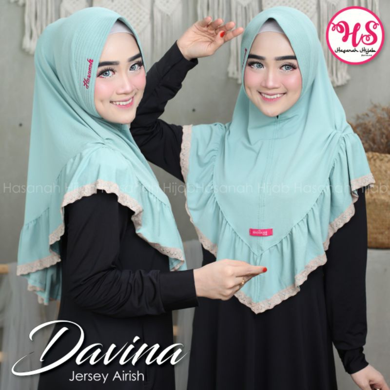 Jual DAVINA ORI Hasanah Hijab Instan Jersey Airis Premium Kerudung Bergo Pad Jilbab Rempel Renda ...