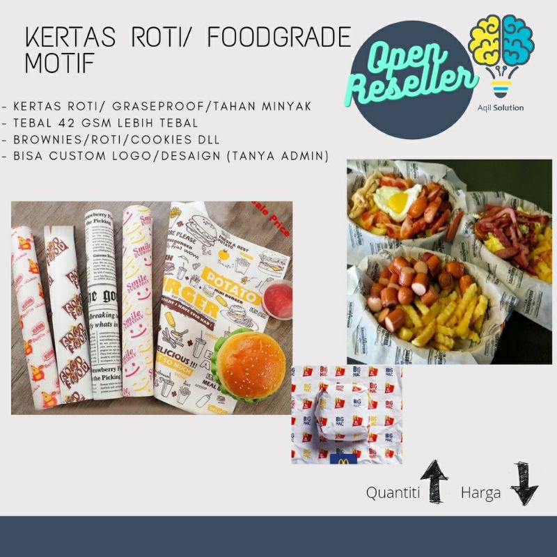 Jual Kertas Roti (Custom Logo) Kertas Graseproof, Bungkus makanan ...